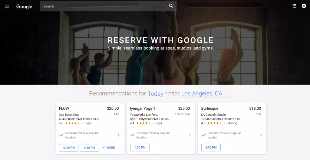 Reserveren met Google komt voor Class Pass 13338_2