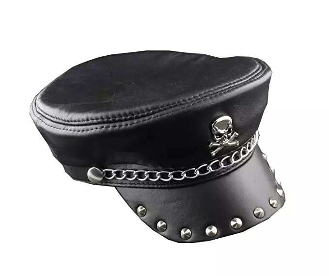 Leather Biker Punk Rocker Cap Hat