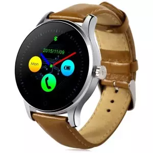 GearBest K88H Bluetooth Smart Watch mei hertslachmonitor Roestfrij stiel / learen band polshorloazje foar iOS en Android