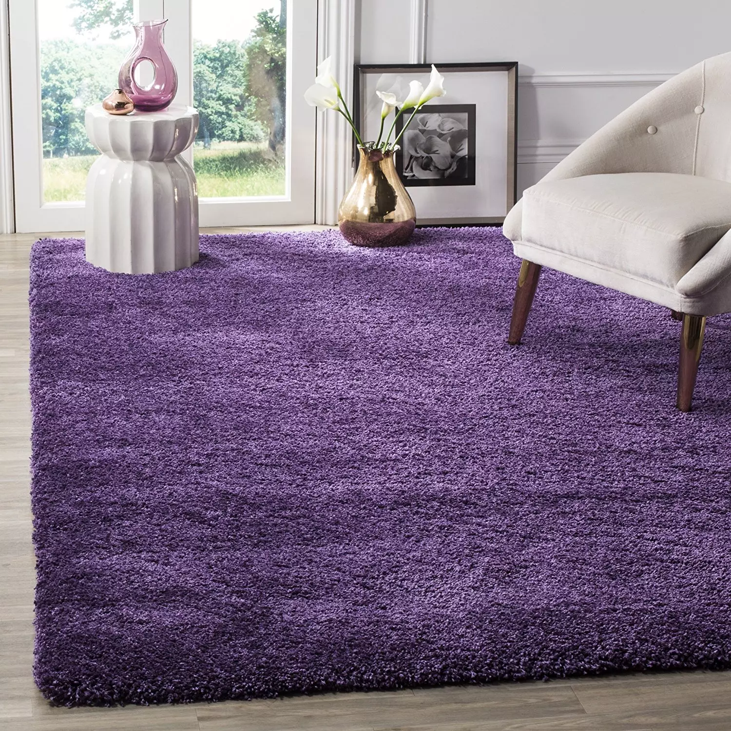Tấm thảm lông xù màu tím
