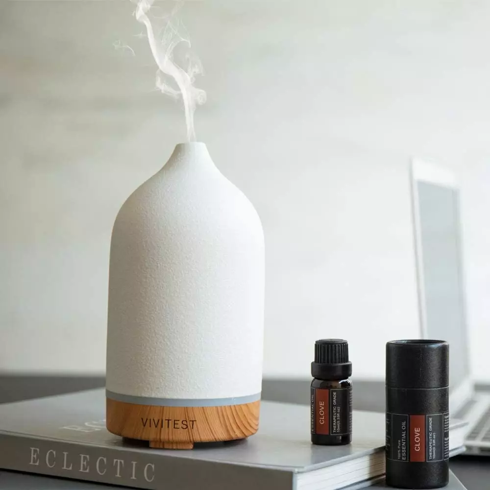 Vivitest lwil esansyèl diffuser, kijan pou destress