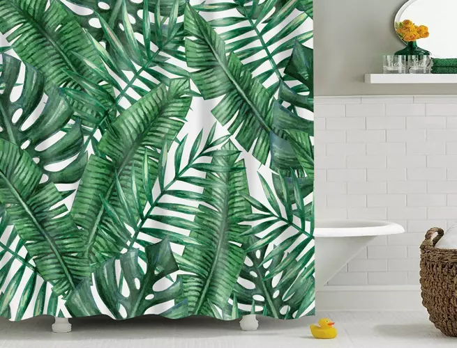 Saging nga Leaf Print Shower Curtain