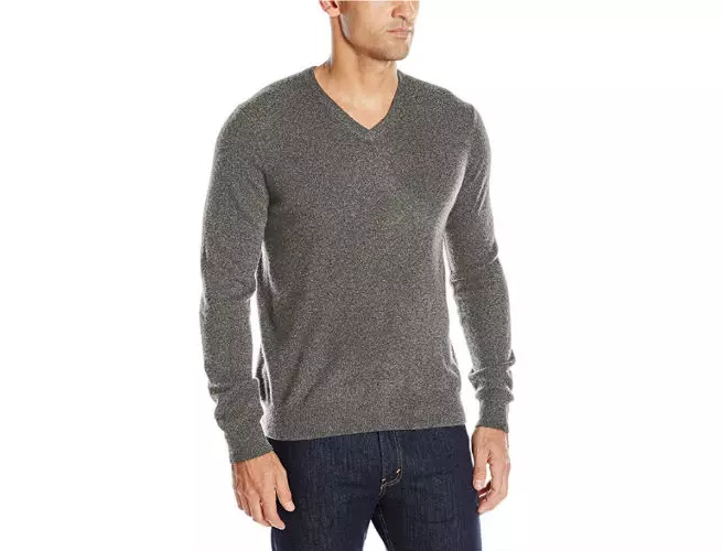Sweater 100% V-Neck Lelaki Williams Cashmere