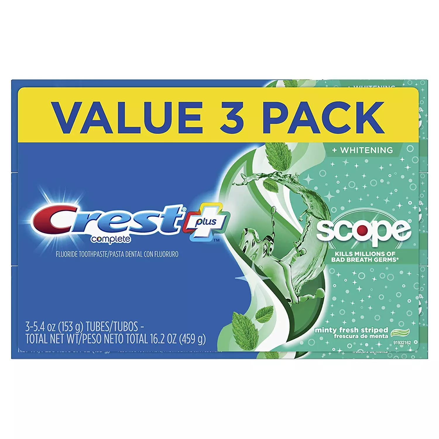 Crest + Scope Whitening Tandkräm; bästa blekande tandkrämen med munvatten