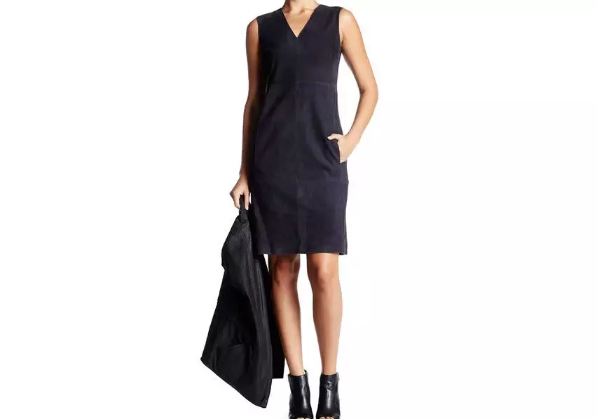 VINCE Goat Isikhumba Suede V-Neck Dress