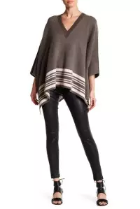 VINCE Border Stripe Jun & Cashmere Blend Poncho