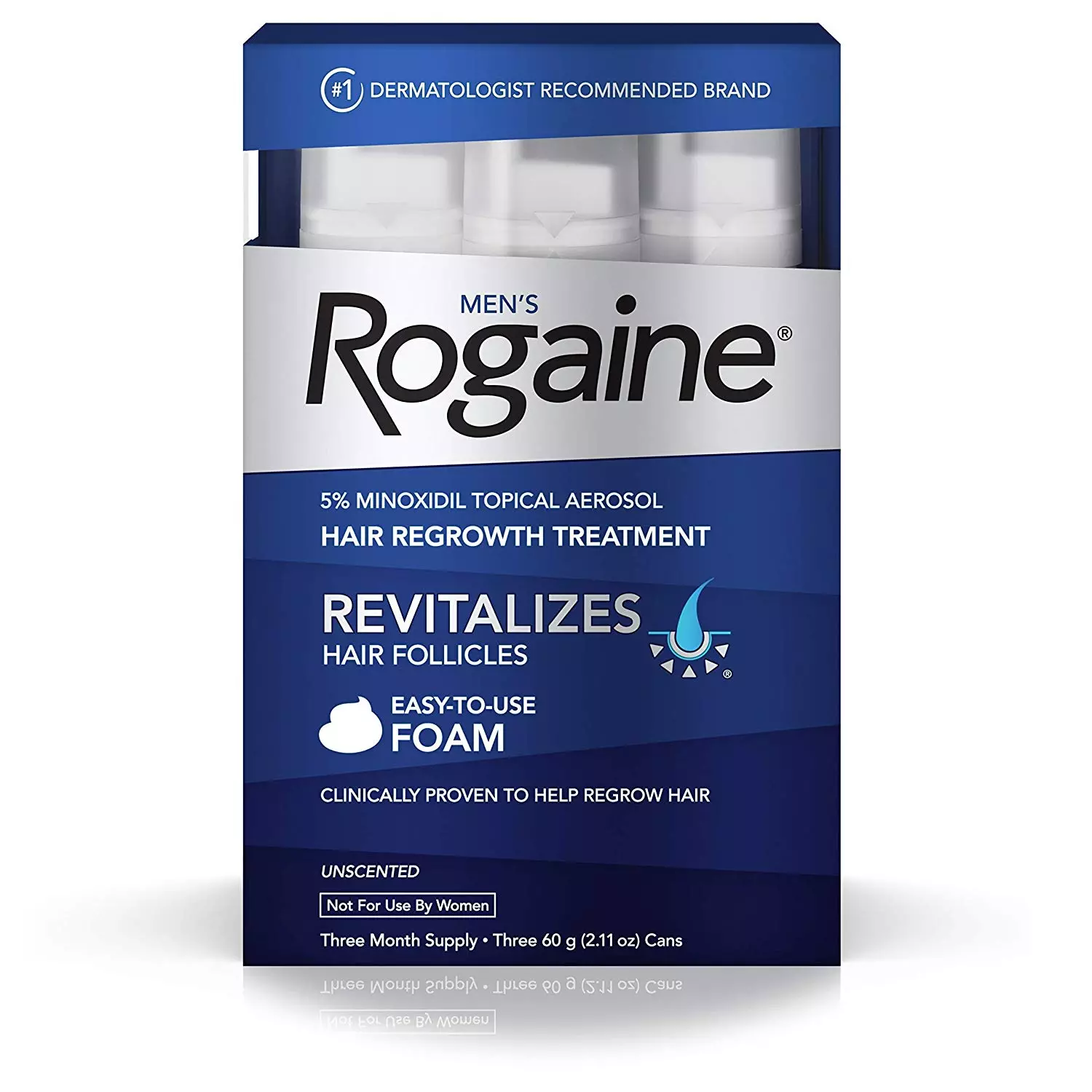 Rogaine အမျိုးသား၏ Minoxidil Foam ဆံပင်ပြန်လည်ကြီးထွားမှုကုသမှု; အမျိုးသားများအတွက်ဂန္ထဝင် minoxidil