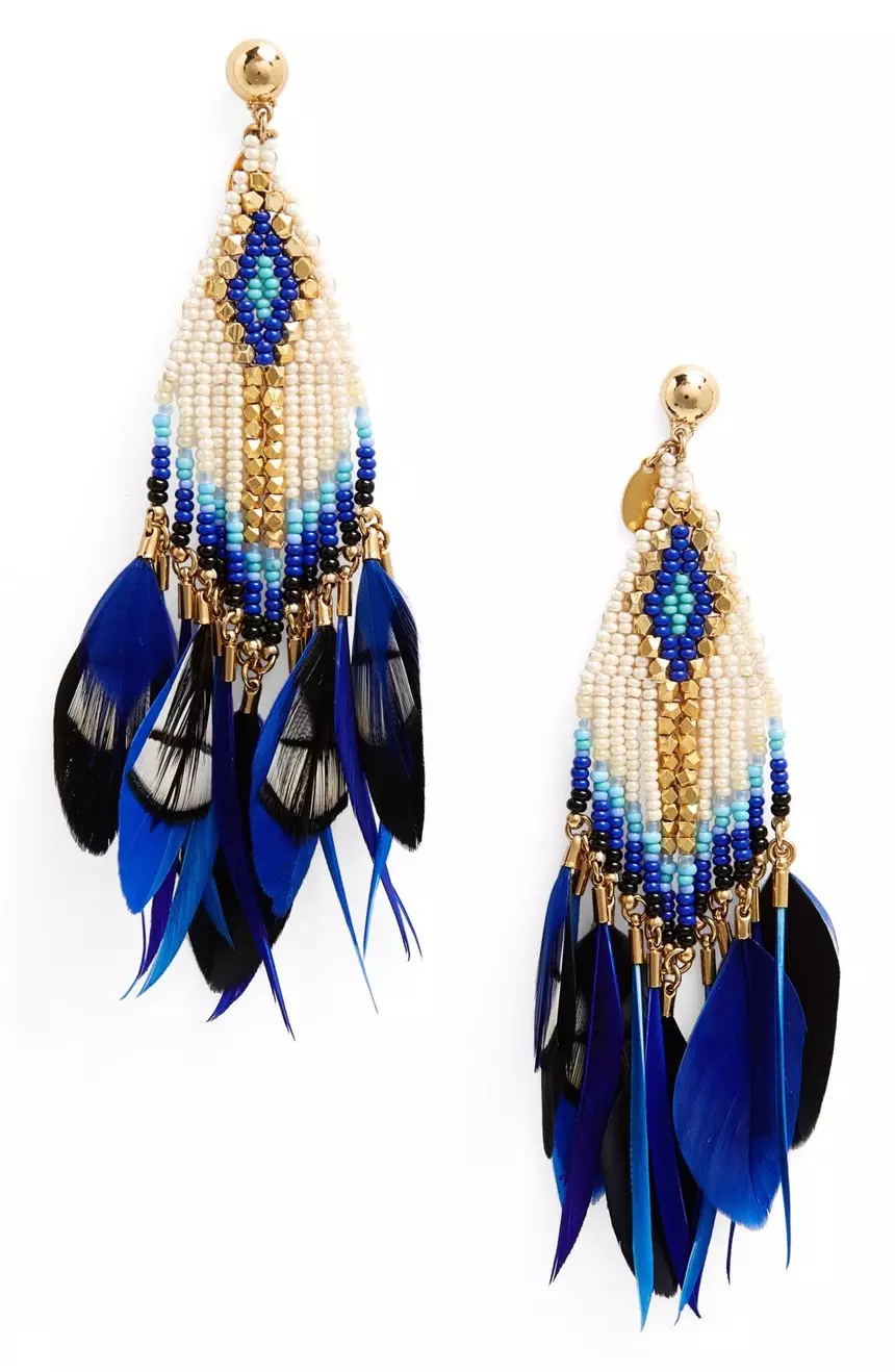 પીંછાવાળા earrings ગેસ Bijoux