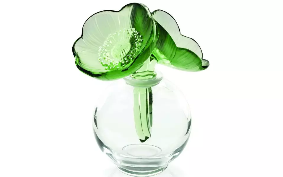 lalique z zielonymi zawilcami flakon