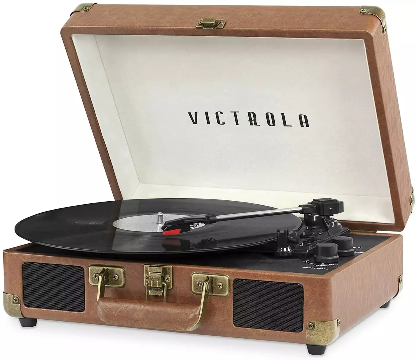 Victrola Vintage 3-vitès Bluetooth Portable Valiz Record Player, kado pou manman an