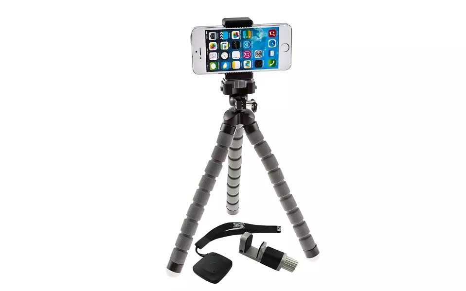 Ny CamRah Phone Tripod dia mamela ny mijanona