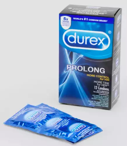 Texturované latexové kondomy Durex Prolong Delay