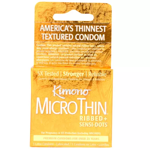 Kimono MicroThin Ribbed + SensiDot prezervativlari
