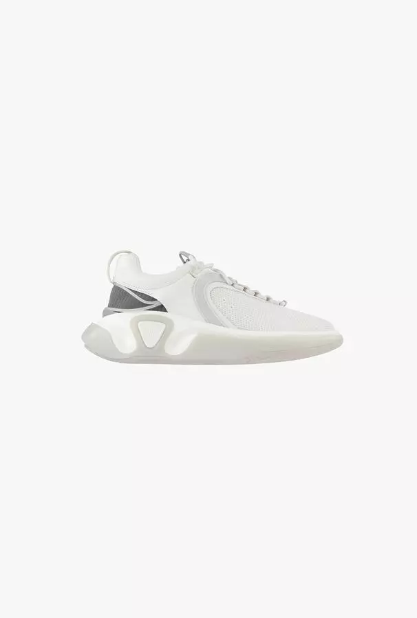 Balmain White and Grey Leather Mesh B Leather Running Shoes - giày thể thao thiết kế tốt nhất