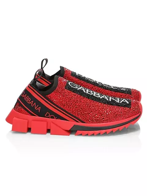 Dolce and Gabbana Sorrento Embellished Logo Slip-On Knit Sneakers sneaker thiết kế đẹp nhất