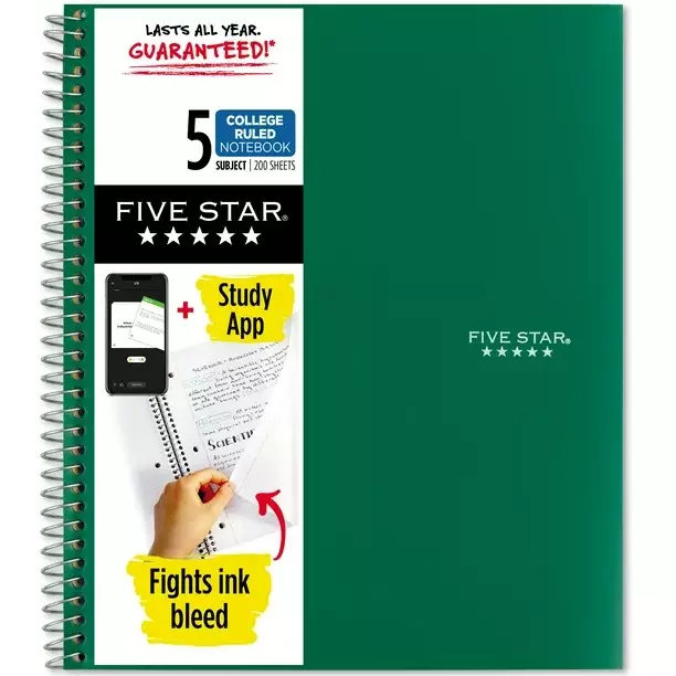 Aplicación de estudio Five Star Wirebound Notebook Plus
