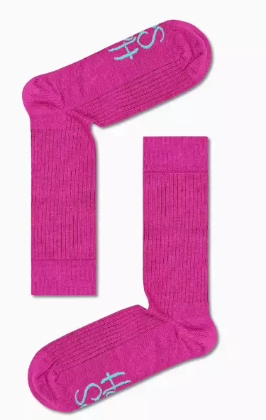 Hot Pink Trend Happy-Socks-Solid-Logo-Rib-Zokni