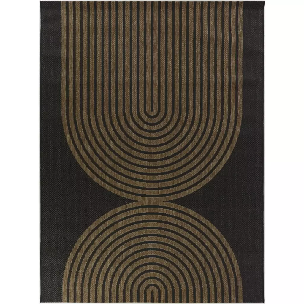 Mina Geometric Flatweave 黑色/棕色区域地毯