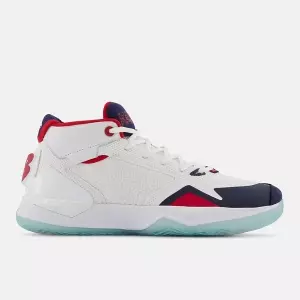 Chaussures de basket rouges, blanches et bleues