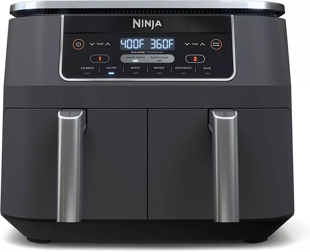 Ninja DZ201 Foodi 6-in-1 8 Quart 2-Saskiko aire frijigailua DualZone Teknologiarekin