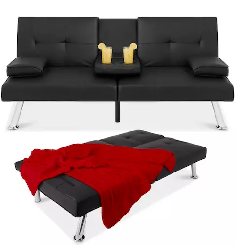 Beschte Choix Faux Leather Futon Sofa