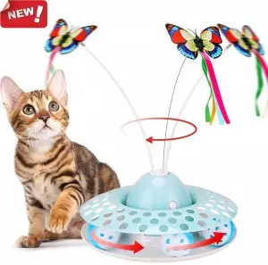 mainan kucing kupu-kupu berputar, mainan kucing terbaik, mainan kucing
