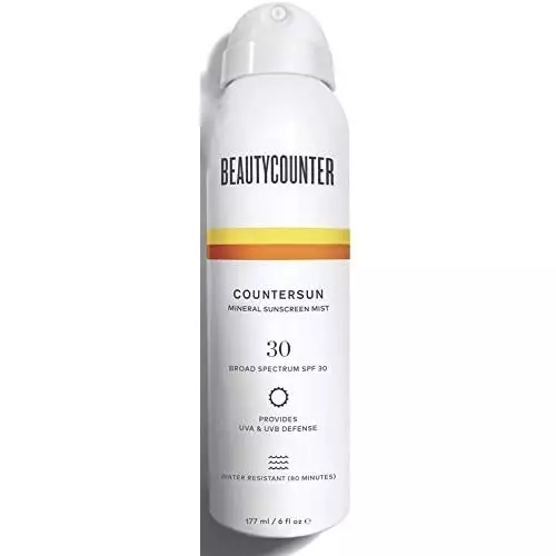 Beautycounter Countersun Mineral Sunscreen Mist SPF 30, geriausia mineralinė apsauga nuo saulės