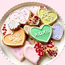piring cookie gula Poé Valentine, kado Poé Valentine