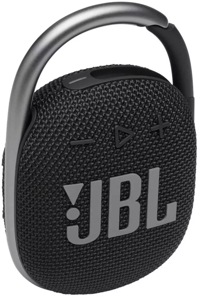 JBL Clip 4 - Axaftvana Mini Bluetooth-ê ya Portable, Dengek Mezin û bassên Punchy, Carabinerek yekbûyî, IP67-avî û tozê-bergir, 10 demjimêrên lîstikê, axaftvan ji bo mal, der û rêwîtiyê - (Grey)