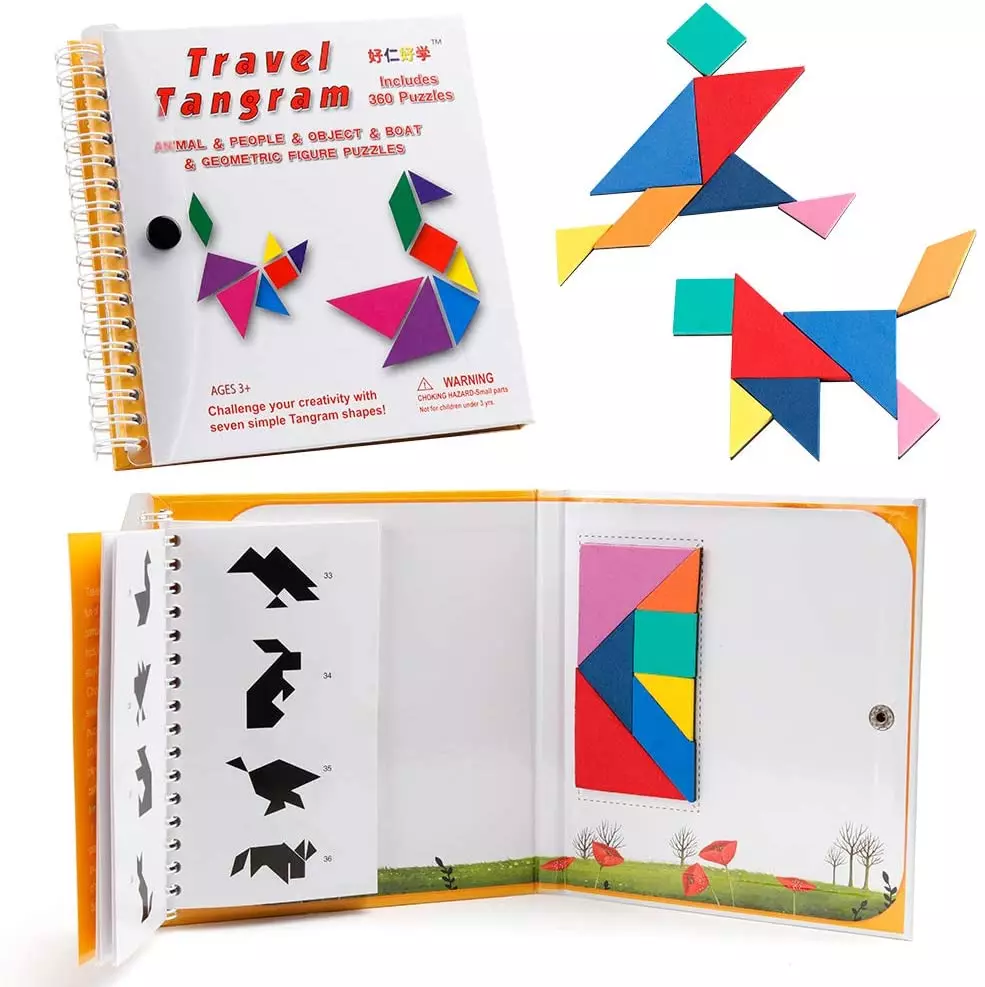 Trencaclosques de tangram de viatge Coogam