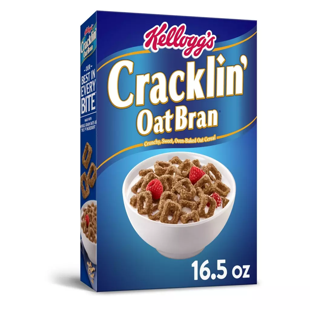 Kellogg's Cracklin' Oat Bran ជាធញ្ញជាតិដែលមានជាតិសរសៃខ្ពស់ល្អបំផុតសម្រាប់អាហារសម្រន់ និងអាហារពេលព្រឹក