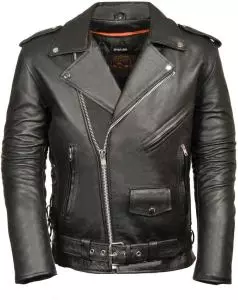 Milwaukee Leather Men's Classic Side Lace Polîs Style Jacket Motorcycle