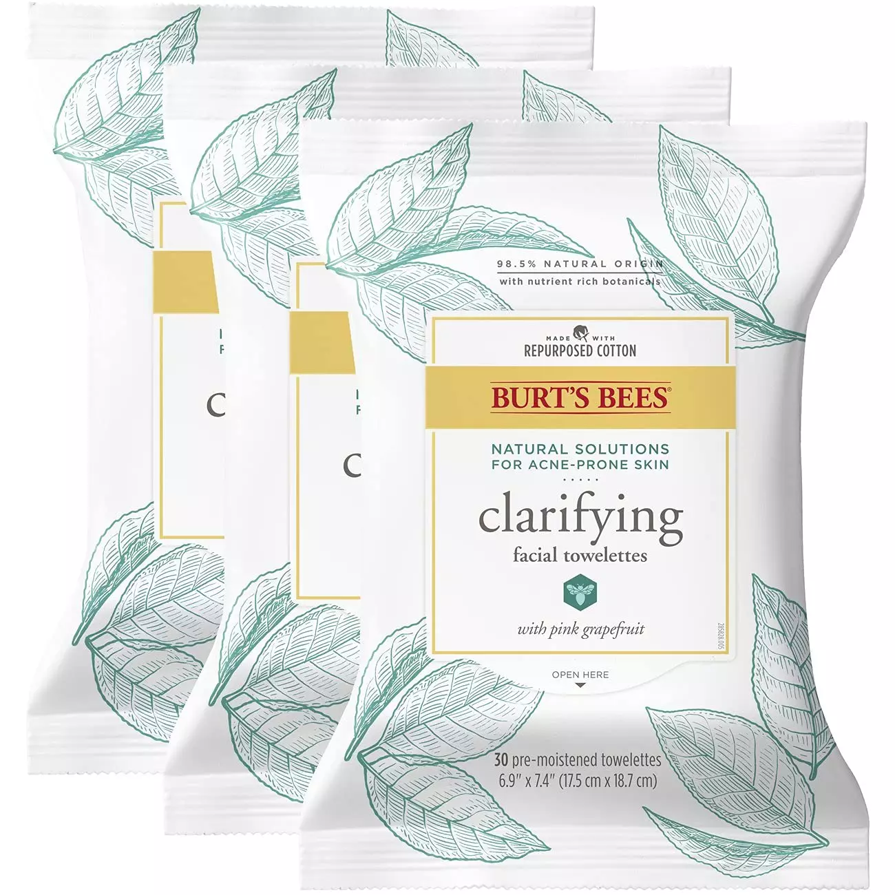 Burt's Bees Clarifying Facial Towelettes foar akne-oandwaande hûd; bêste gesicht doekjes