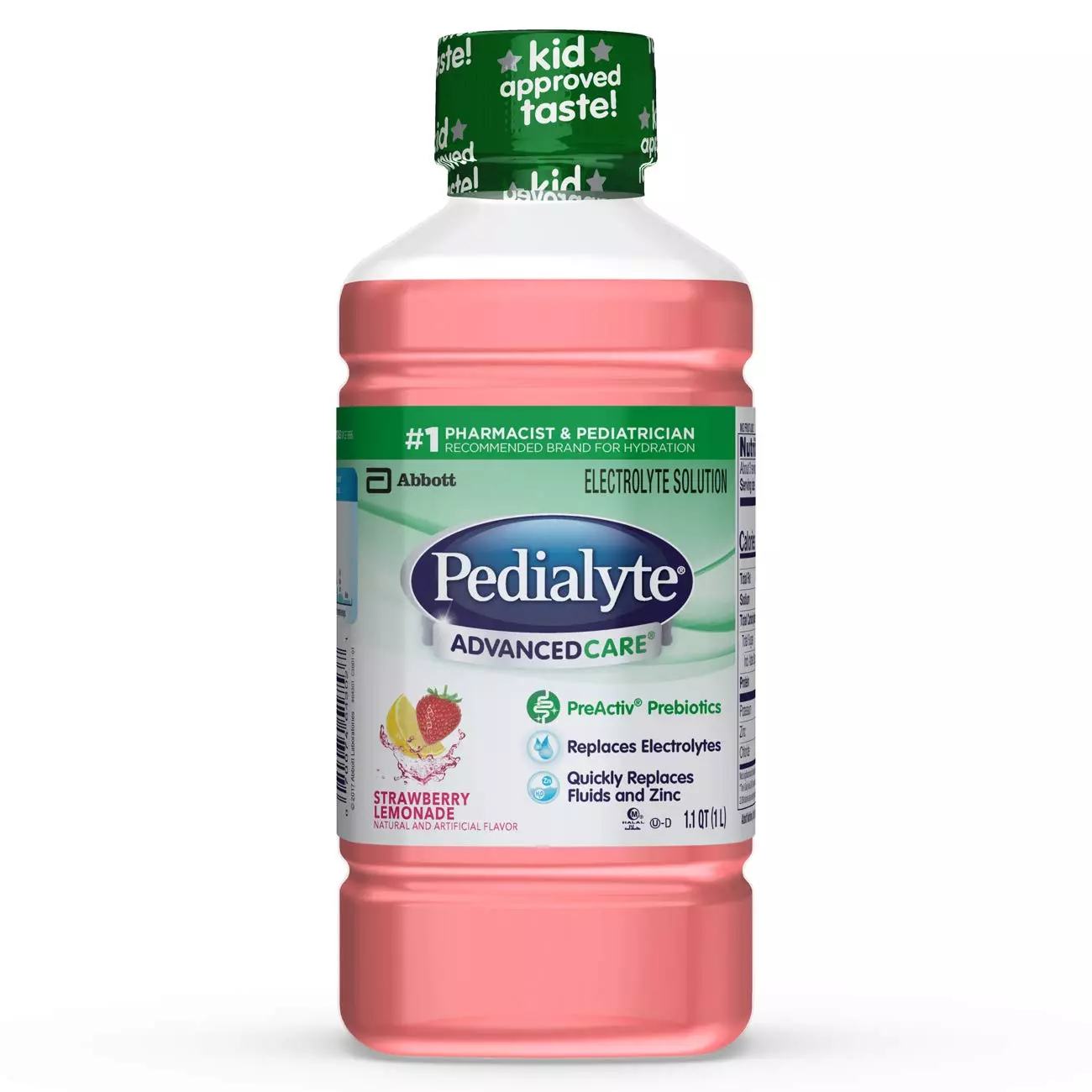 “PreActiv Prebiotics”, “Gidrasiýa içgisi” bilen “Pedialyte AdvancedCare” elektrolit çözgüdi