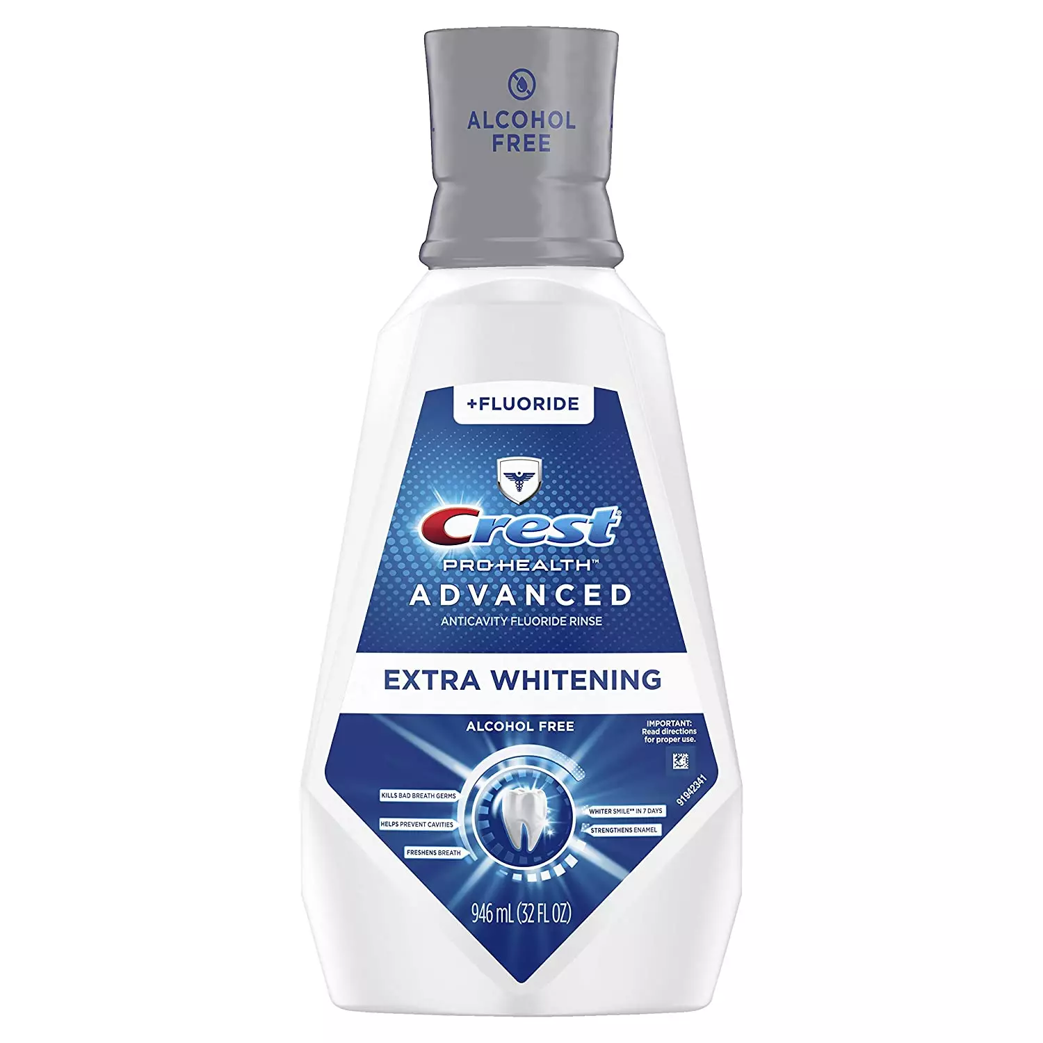 Crest Pro-Health Advanced Anticavity Extra Whitening Fluoride Rinse; καλύτερο ξέβγαλμα με φθόριο