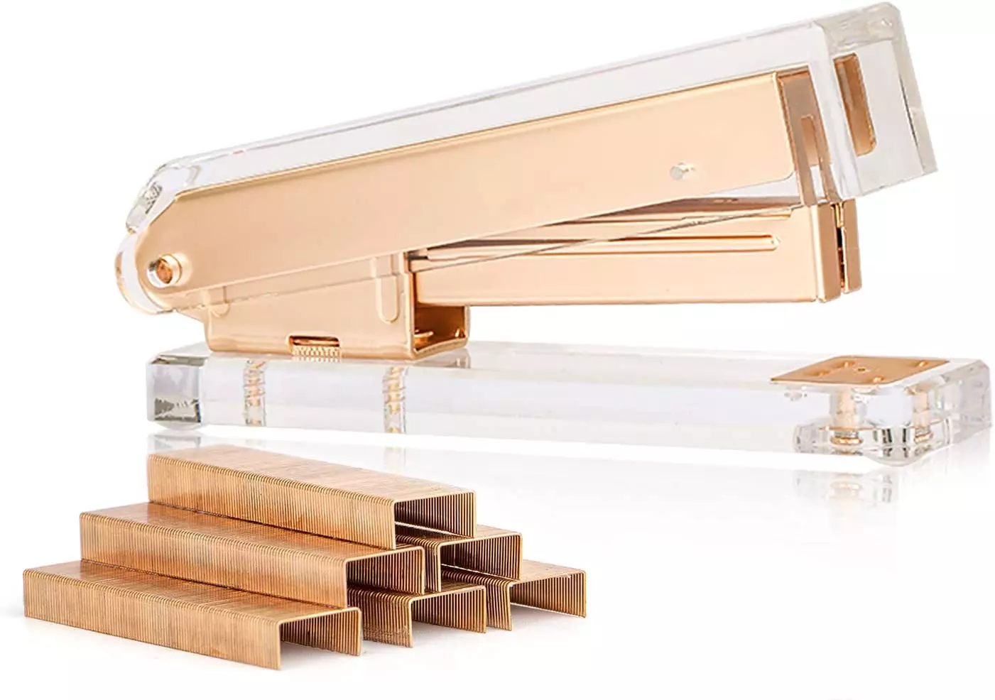 Sirmedal Elegant Elegant Clear Acrylic Matte Gold Office Stapler, malzemeyên nivîsgehê yên xweş