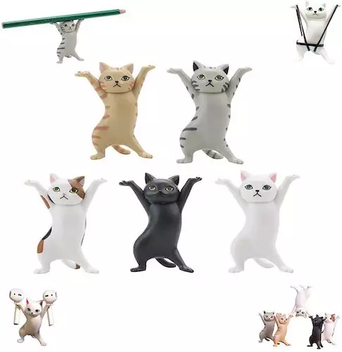 Aivoya 5-Pièce Danse Chat Figurin Holder, fre founiti pou biwo