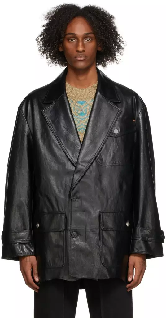 ANDERSSON-BELL-Black-Faux-Leather-Unisex-Raw-Cut-Jacket