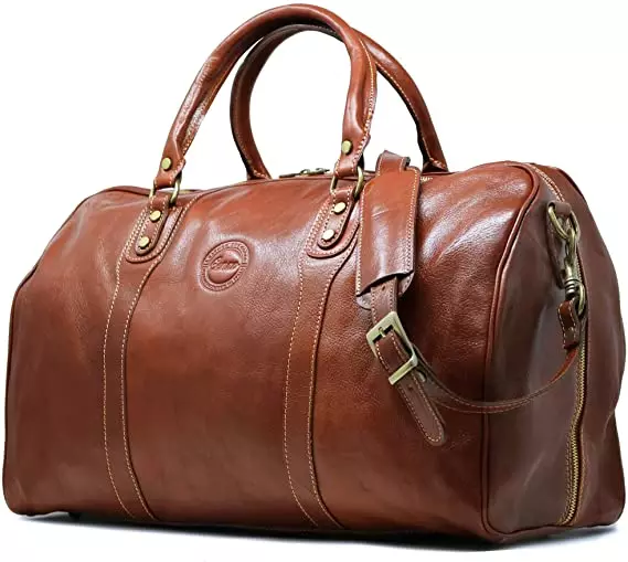 Italian leather weekender bag.