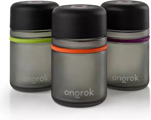 ONGROK Color-Coded Smell Proof Storage Jar molemo ka ho fetisisa oa polokelo ea lehola