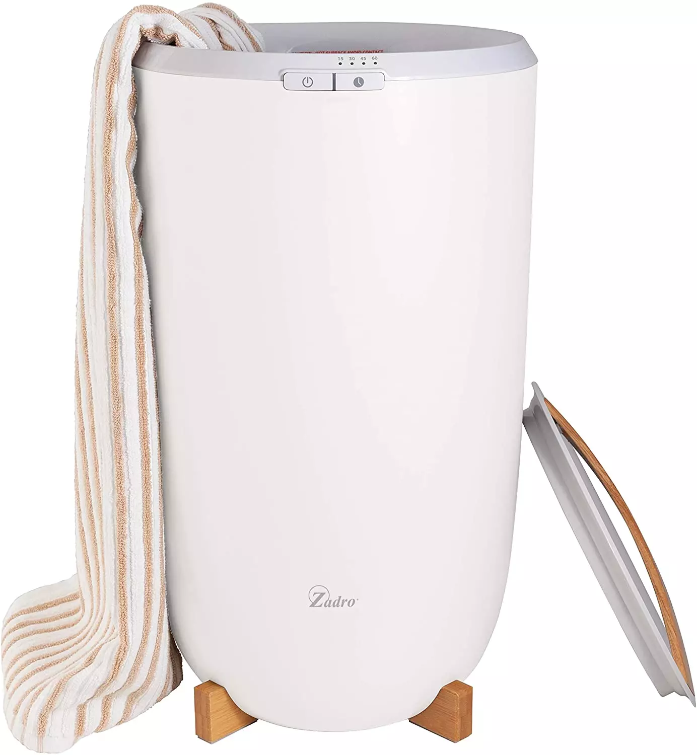 Ohrievač uterákov Zadro Ultra Large White Bucket Style so štyrmi nastaveniami časovača