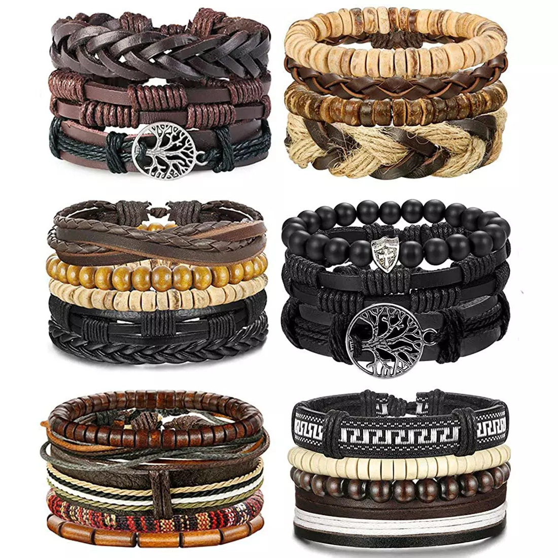 LOLIAS 24 Pcs Woven Leather Bracelet