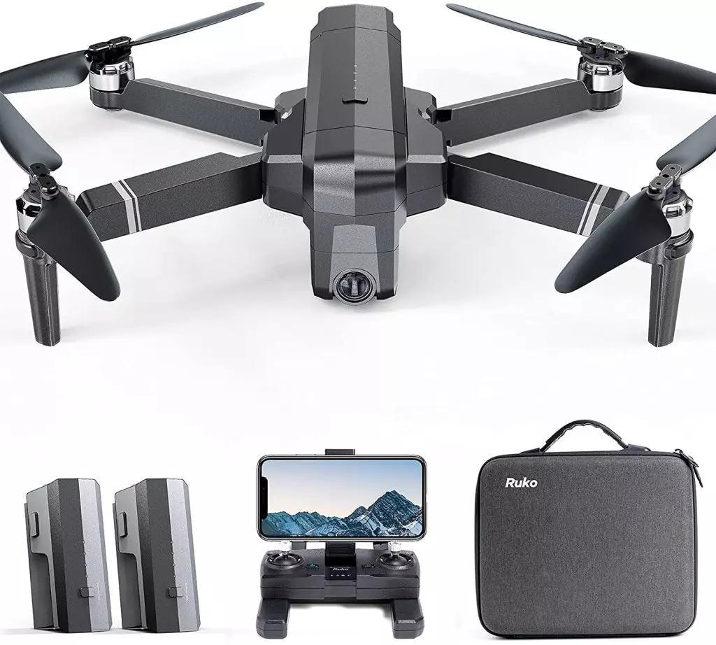 Ruko F11 Pro Drones مع كاميرا للبالغين 4K UHD Camera Live Video 30 دقيقة وقت الطيران مع GPS Return Home Brushless Motor （1 بطارية إضافية + حقيبة حمل）