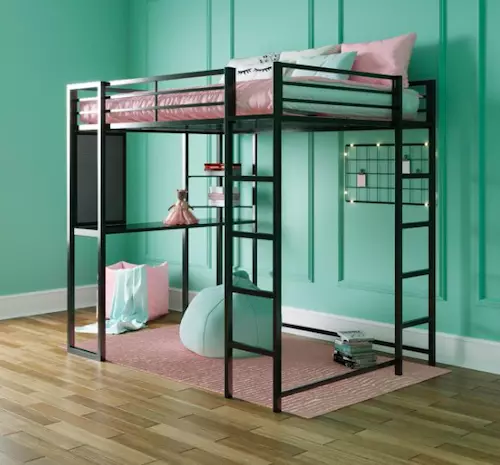 Camilla & James Full Metal Loft Bed with Desk, best nivînên loft