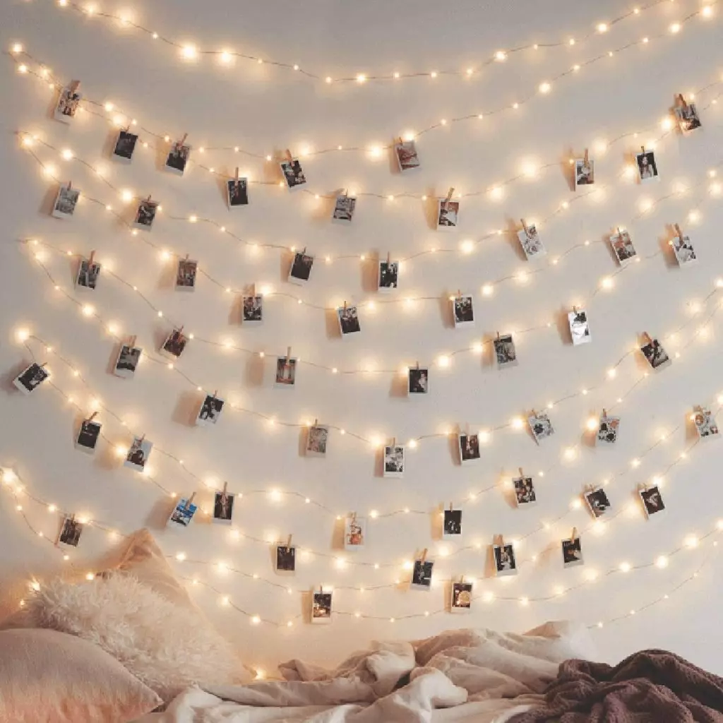 luces de cadena de regalos de dormitorio