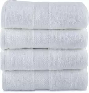 Maura Premium 100% Algodón Ultra Absorbente Secado rápido Toallas de baño de rizo blanco suave