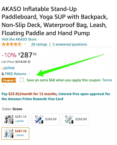 akaso paddleboard deal