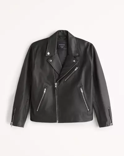 Abercrombie Genuine Leather Biker Jacket męski przewodnik po modzie jesiennej