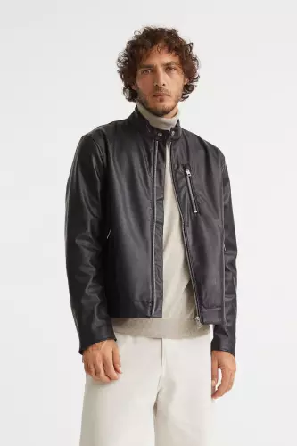 HM Faux Leather Jacket męski przewodnik po modzie jesiennej