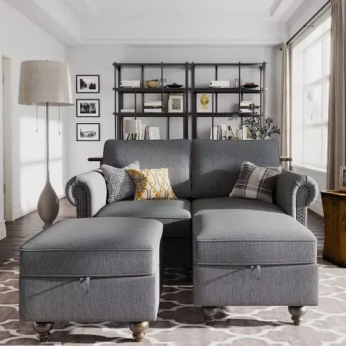Nolany Reversible L-Shaped Sofa ine Ottoman Sectional